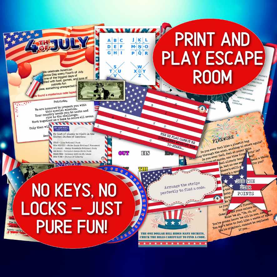 4th JULY ESCAPE ROOM - PRINT AND PLAY – The Game Room
