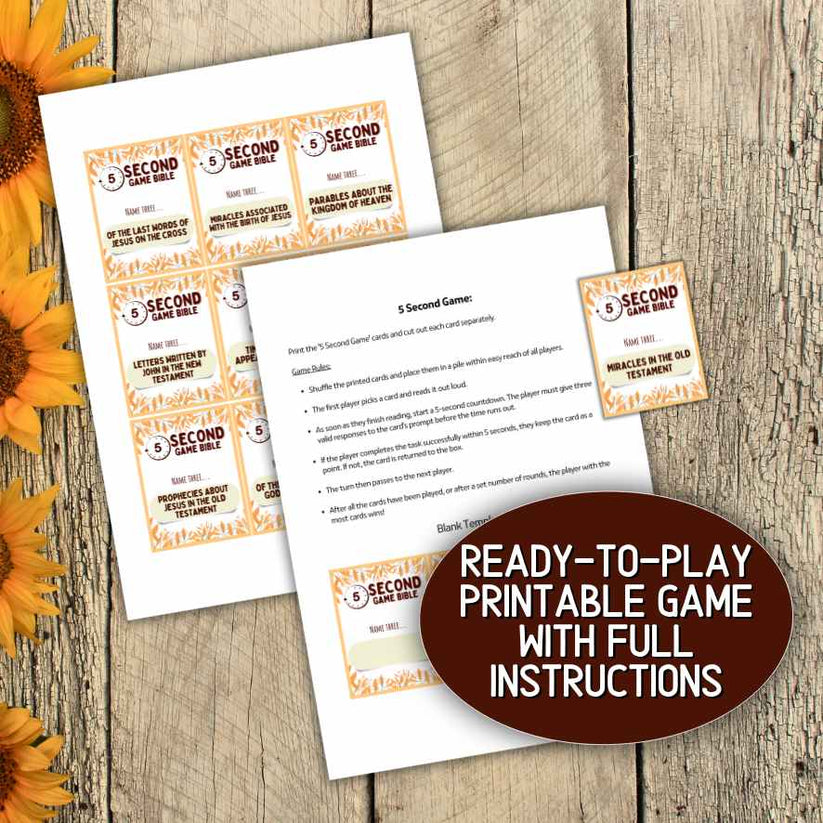 BIBLE-5 SECOND GAME PRINTABLE GAMES – The Game Room