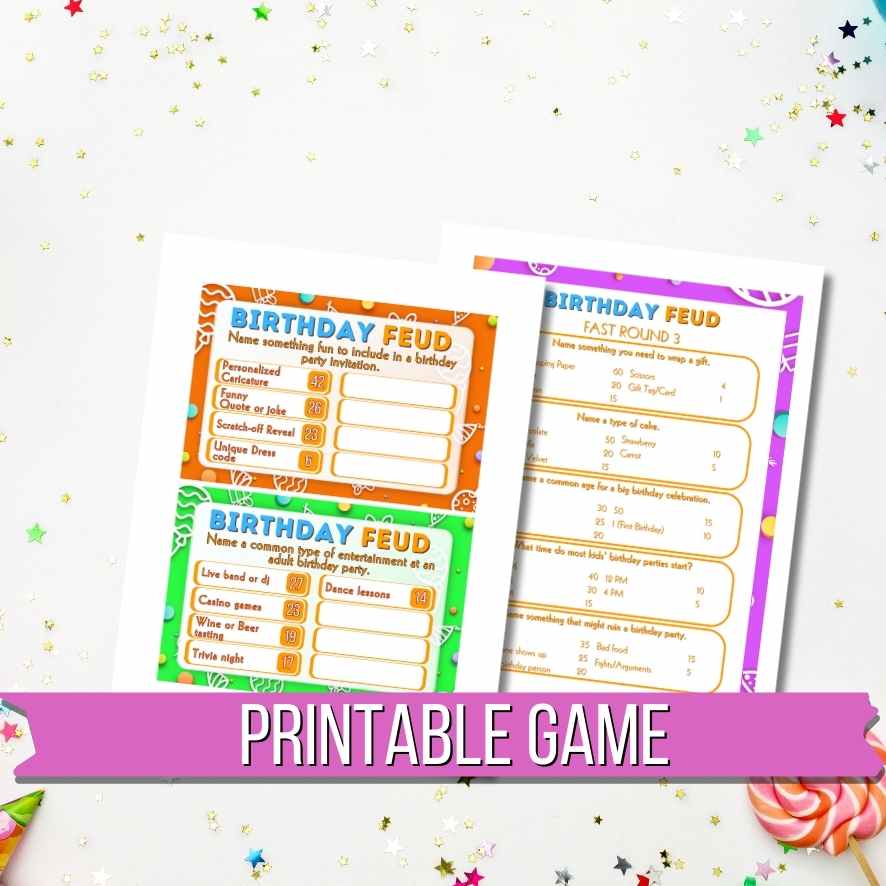 BIRTHDAY FRIENDLY FEUD GAME - PRINTABLE GAME – The Game Room