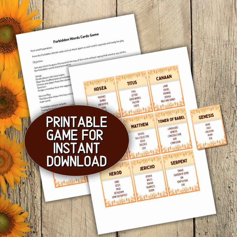 BIBLE FORBIDDEN WORDS PRINTABLE GAMES – The Game Room