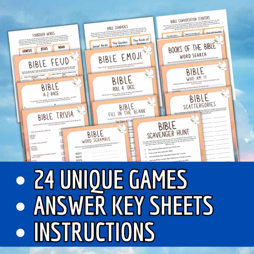 Printable Bible Games Bundle, 24 Christian Activities – The Game Room