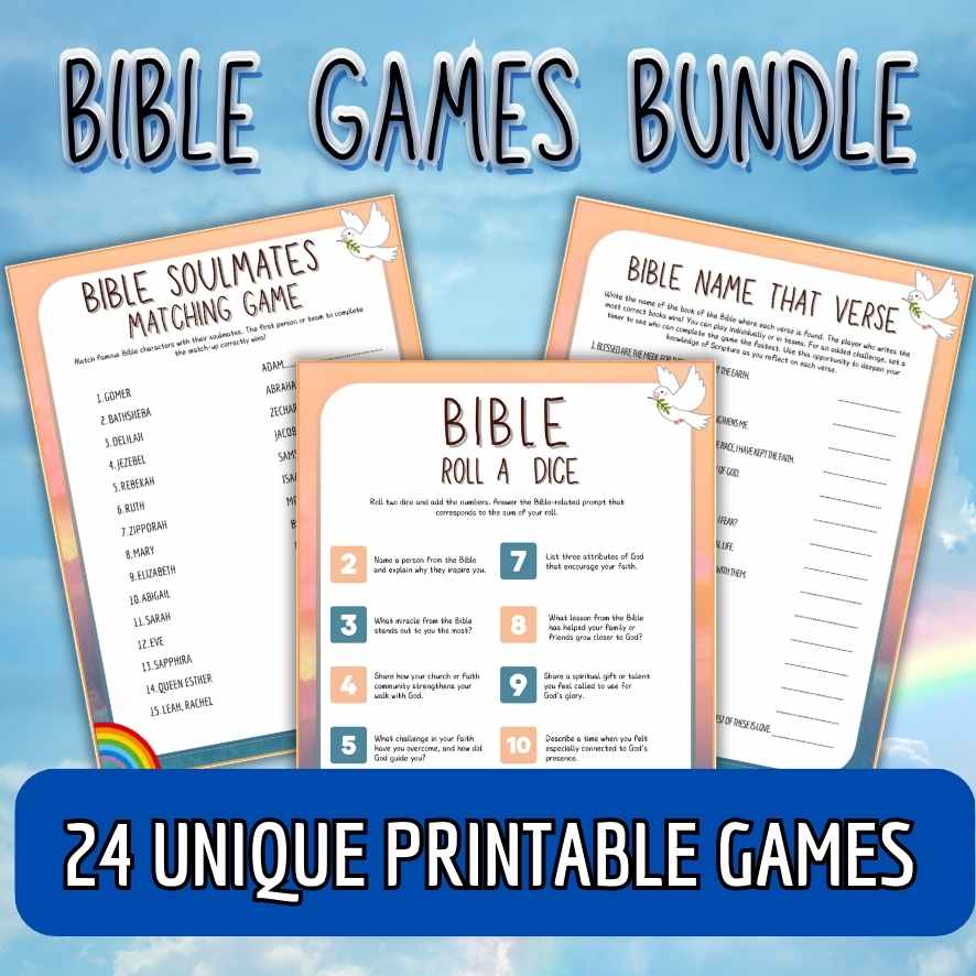 Printable Bible Games Bundle, 24 Christian Activities – The Game Room