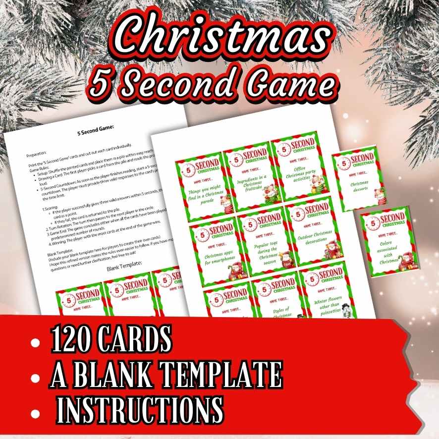 CHRISTMAS 5 SECOND GAME PRINTABLE – The Game Room