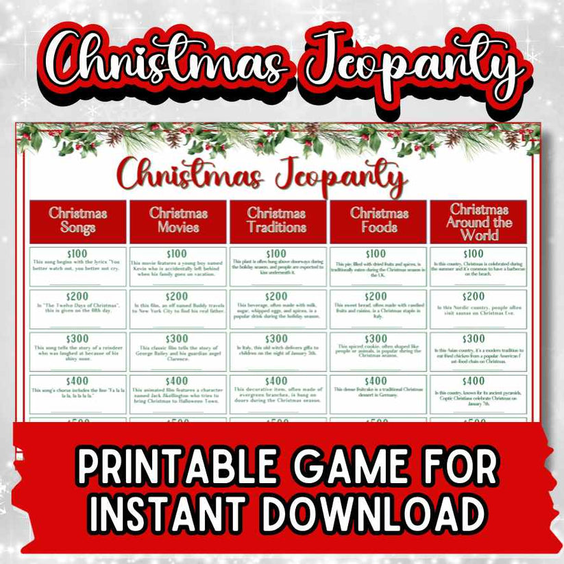 CHRISTMAS GAME JEOPARDY PRINTABLE – The Game Room