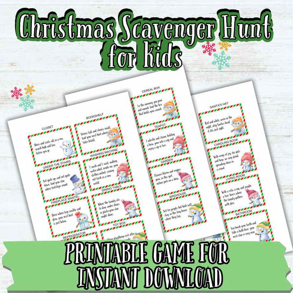 Christmas Scavenger Hunt for Kids – Printable Holiday Game – The Game Room