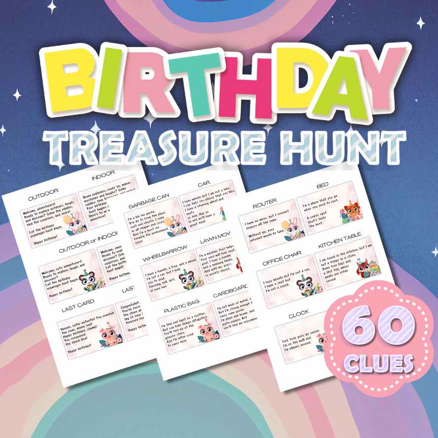 TREASURE HUNT BIRTHDAY CUTE - PRINTABLE GAME – The Game Room
