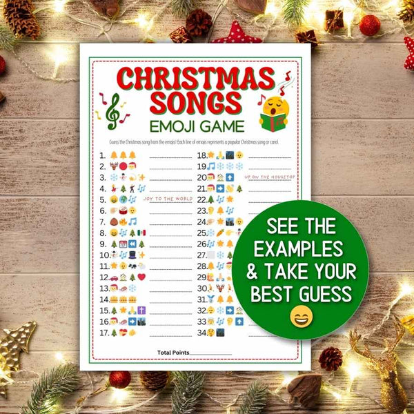 CHRISTMAS SONGS EMOJI GAME PRINTABLE – The Game Room