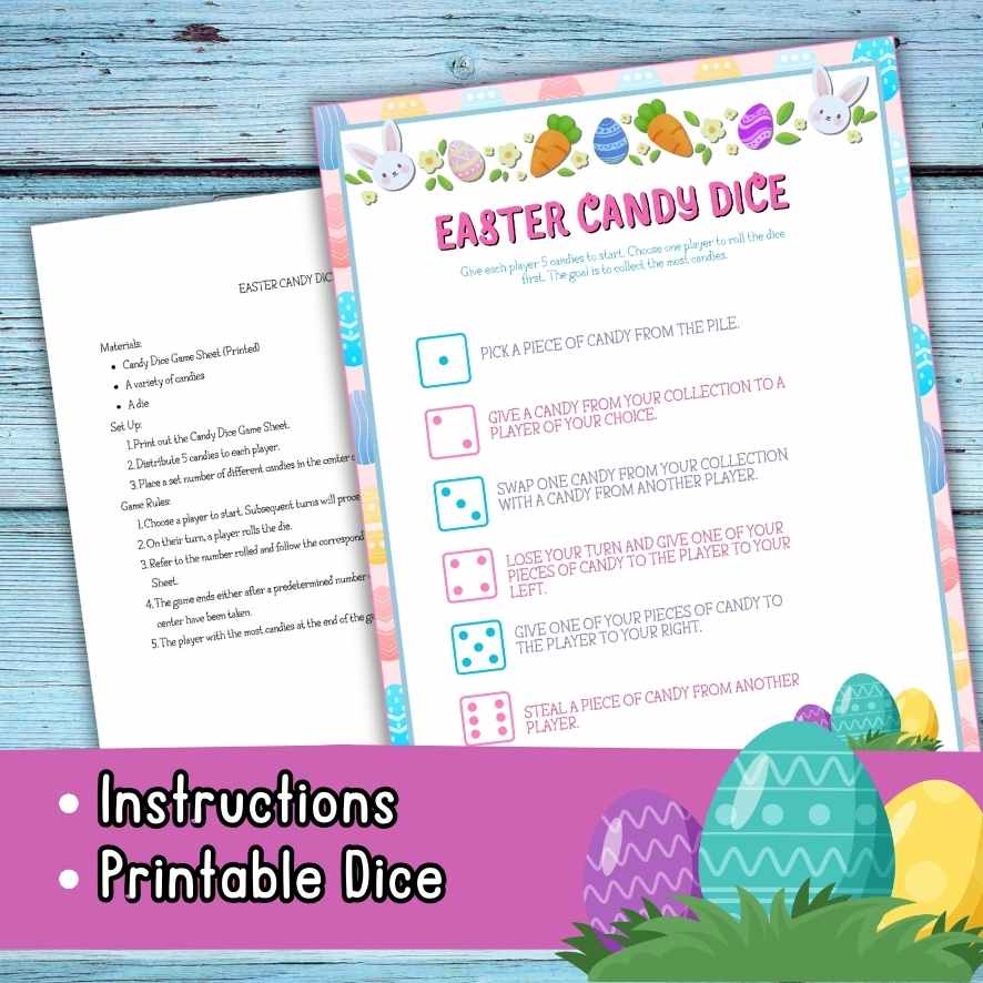 EASTER DICE GAME GIFT EXCHANGE PRINTABLE – The Game Room