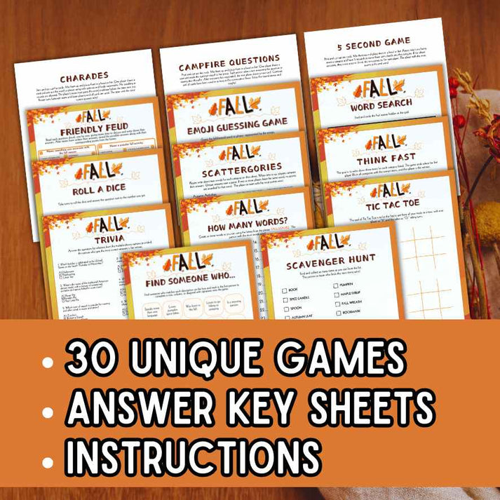 FALL GAMES PRINTABLE BUNDLE – The Game Room