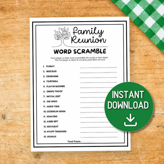 FREE FAMILY REUNION WORD SCRAMBLE – The Game Room