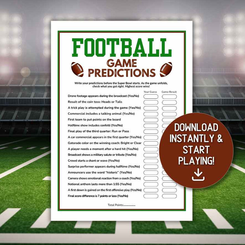 FOOTBALL PREDICTIONS GAME PRINTABLE – The Game Room