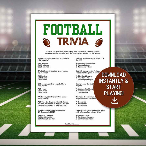 FOOTBALL TRIVIA QUESTIONS AND ANSWERS – The Game Room