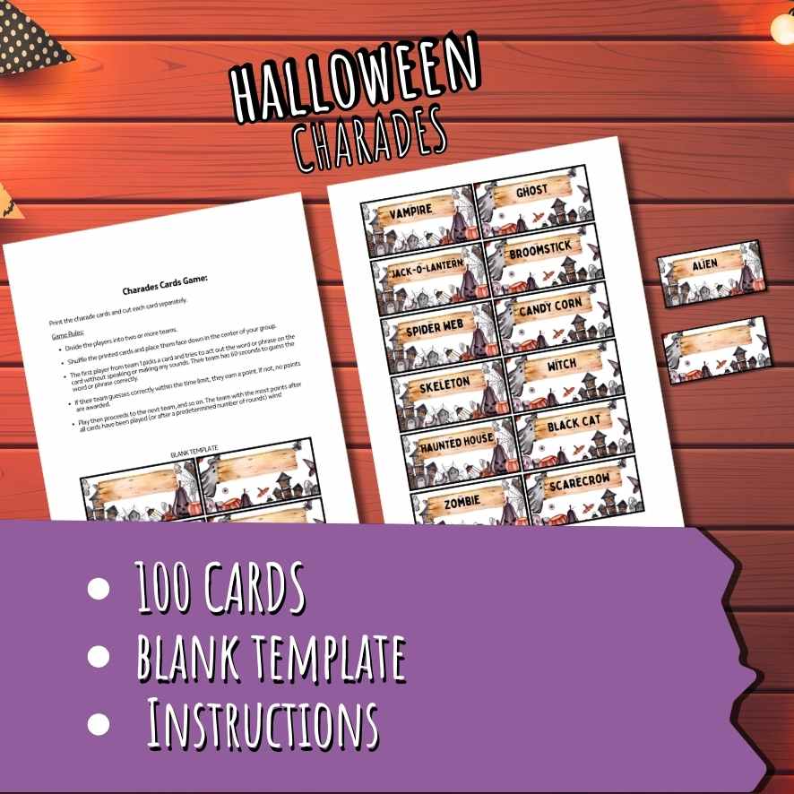 HALLOWEEN CHARADES GAME CARDS – The Game Room