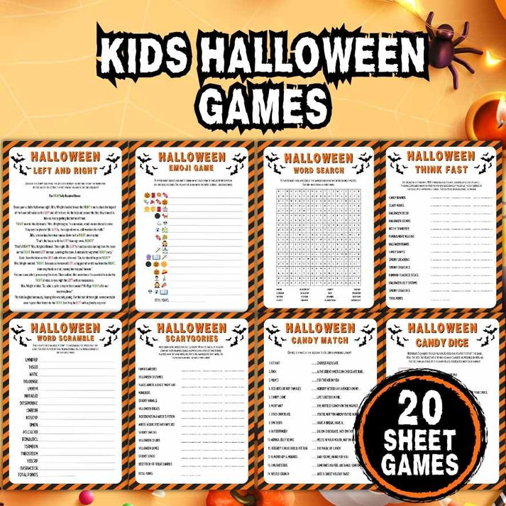 HALLOWEEN GAMES BUNDLE KIDS SHEETS – The Game Room