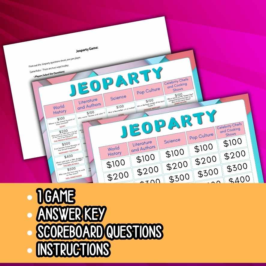 JEOPARDY GAME PRINTABLE – The Game Room