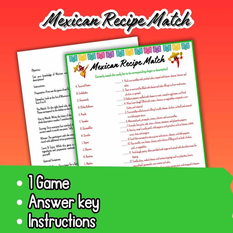 MEXICAN MATCH GAME PRINTABLE – The Game Room