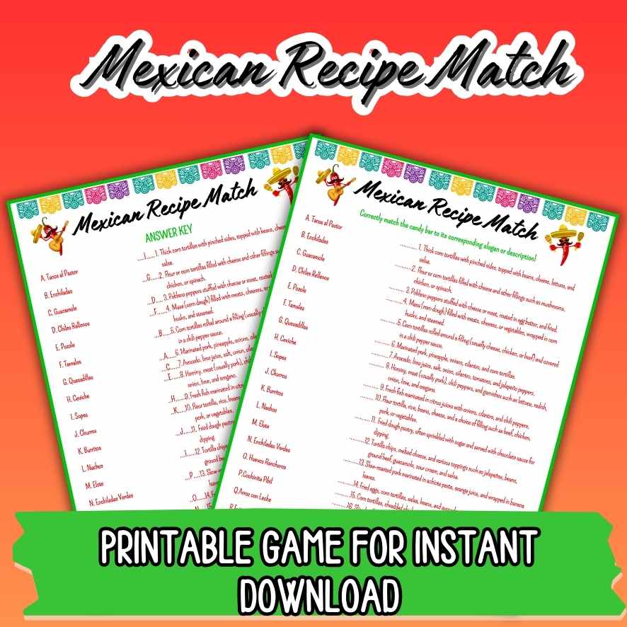 MEXICAN MATCH GAME PRINTABLE – The Game Room