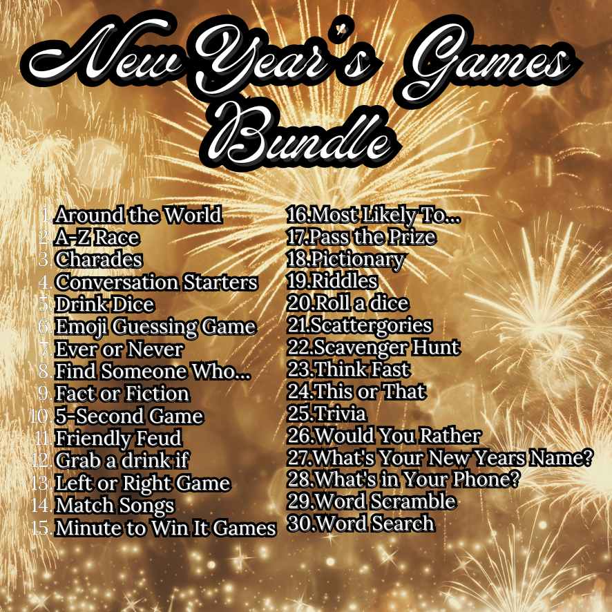 New Year’s Games Bundle | 30 Printable Party Games for All Ages – The ...