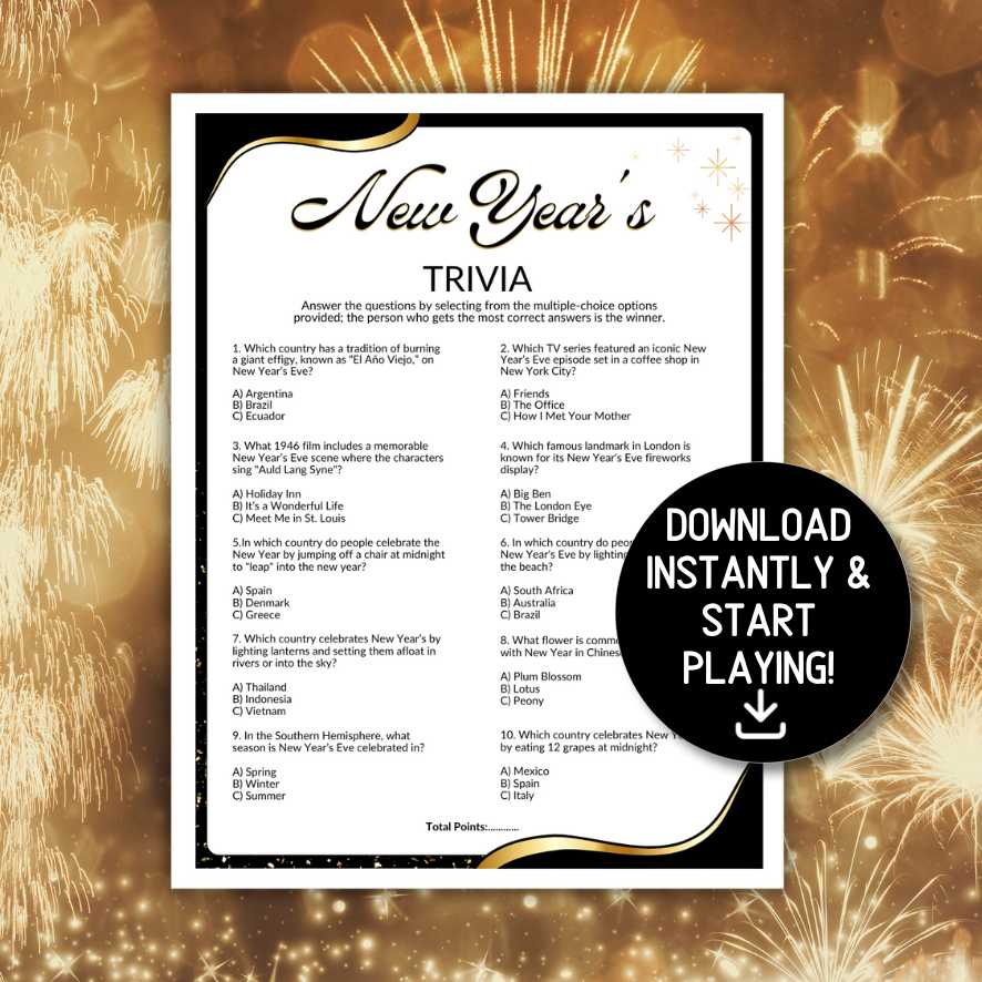 New Year’s Trivia Game | Printable Fun for Parties & Family Gatherings ...