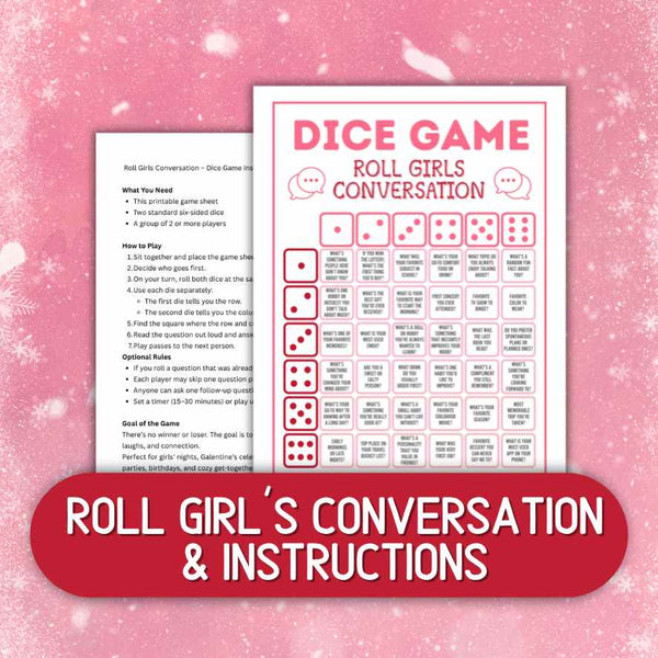 DICE GIRL´S CONVERSATION GAME PRINTABLE – The Game Room