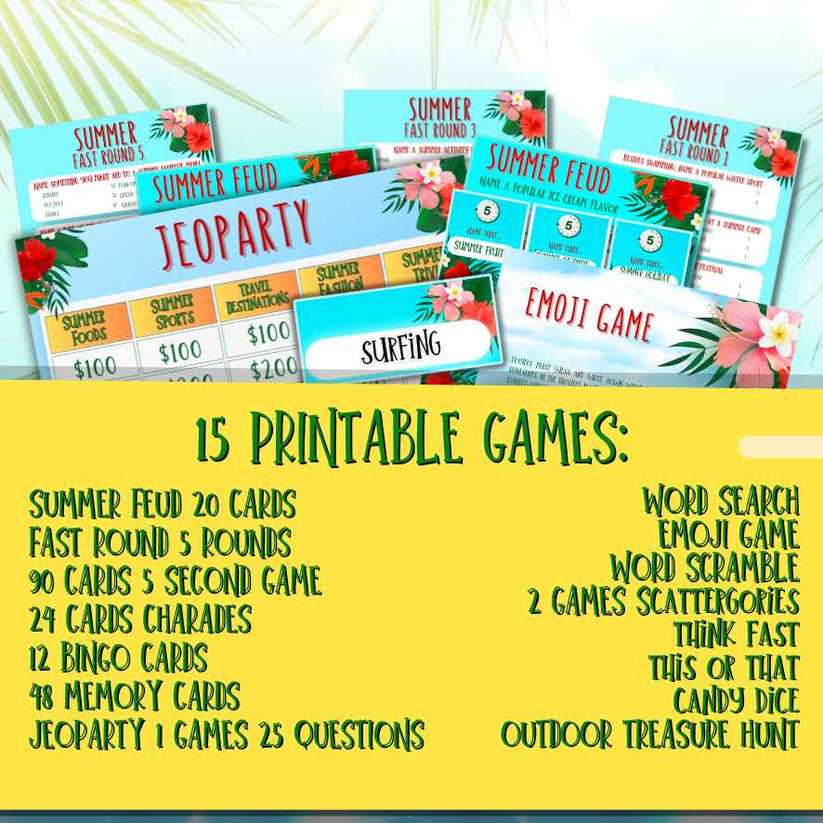 SUMMER PRINTABLE GAMES BUNDLE – The Game Room