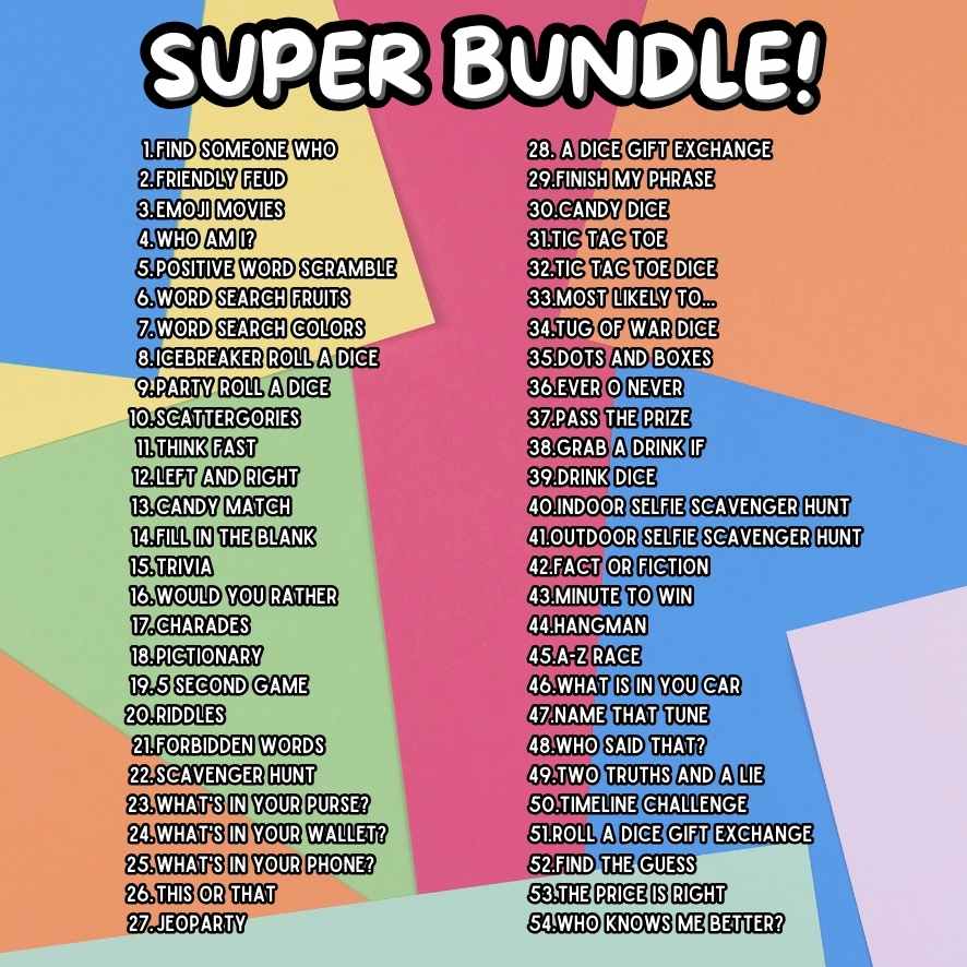 BUNDLE GAMES PRINTABLE – The Game Room