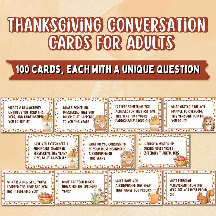Thanksgiving Conversation Cards – 100 Thoughtful Starters for Adults ...