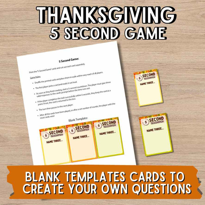 THANKSGIVING 5 SECOND GAME – The Game Room