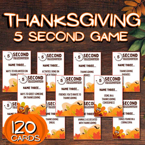 5-Second Thanksgiving Fun Game Cards – The Game Room
