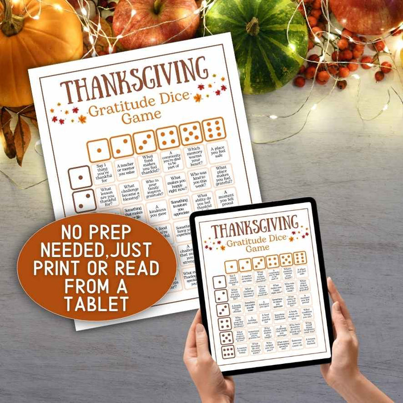 THANKSGIVING GRATITUDE DICE GAME – The Game Room