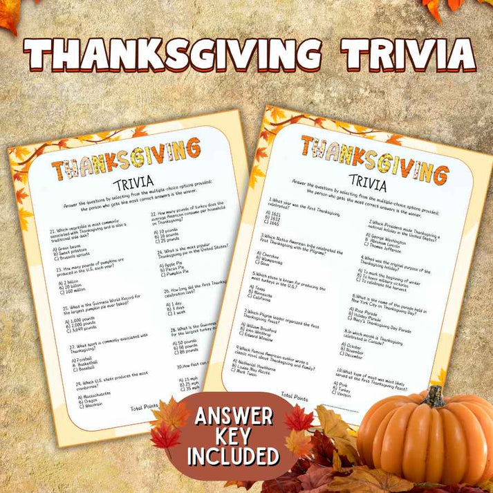 THANKSGIVING TRIVIA QUESTIONS GAME – The Game Room