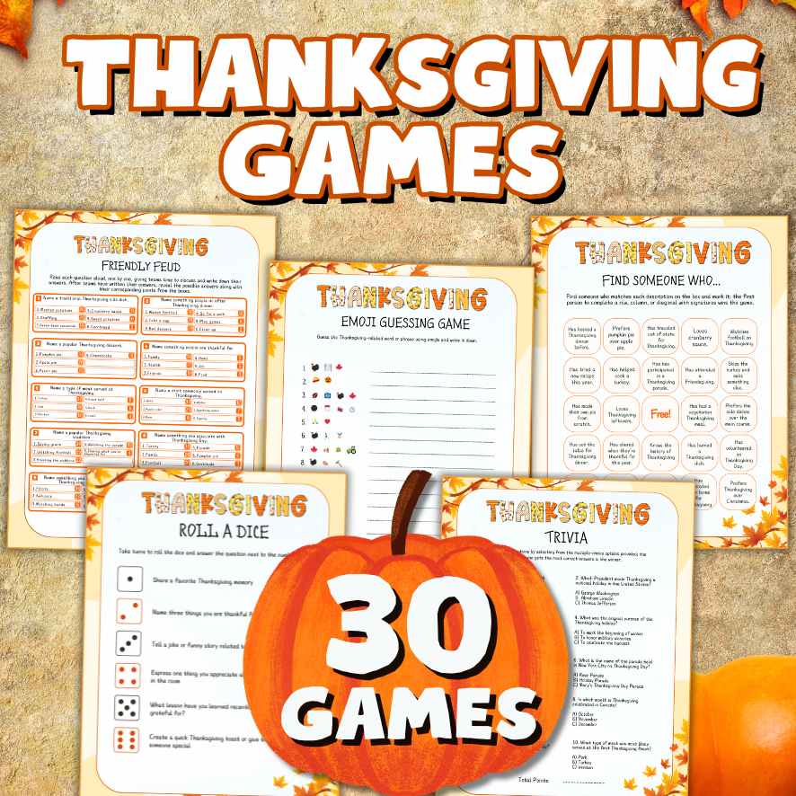 30 THANKSGIVING GAMES PRINTABLE – The Game Room