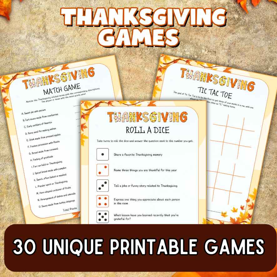 30 THANKSGIVING GAMES PRINTABLE – The Game Room