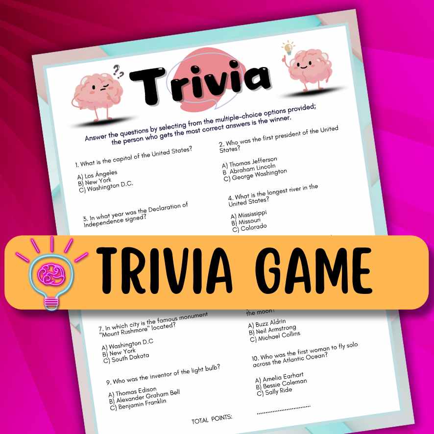 Printable United States Trivia 50 U.S. States Trivia Game Escape