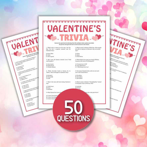 VALENTINES DAY TRIVIA GAME – FUN PRINTABLE QUESTIONS – The Game Room