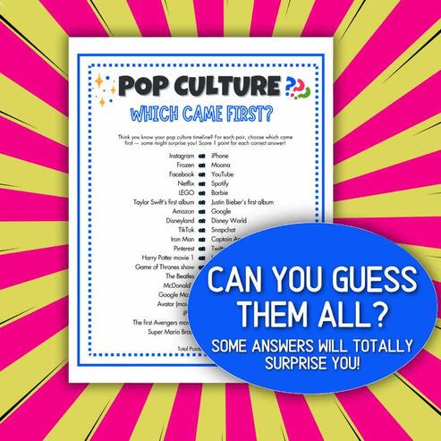 WHICH CAME FIRST TRIVIA GAME – The Game Room