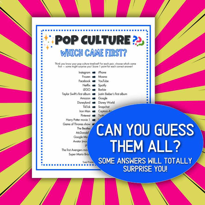 WHICH CAME FIRST TRIVIA GAME – The Game Room