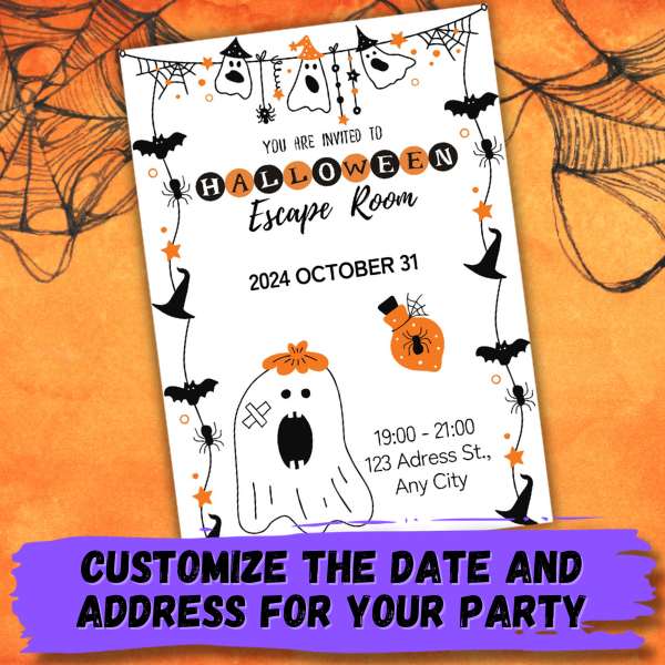 Free Editable Halloween Escape Room Invitations – The Game Room