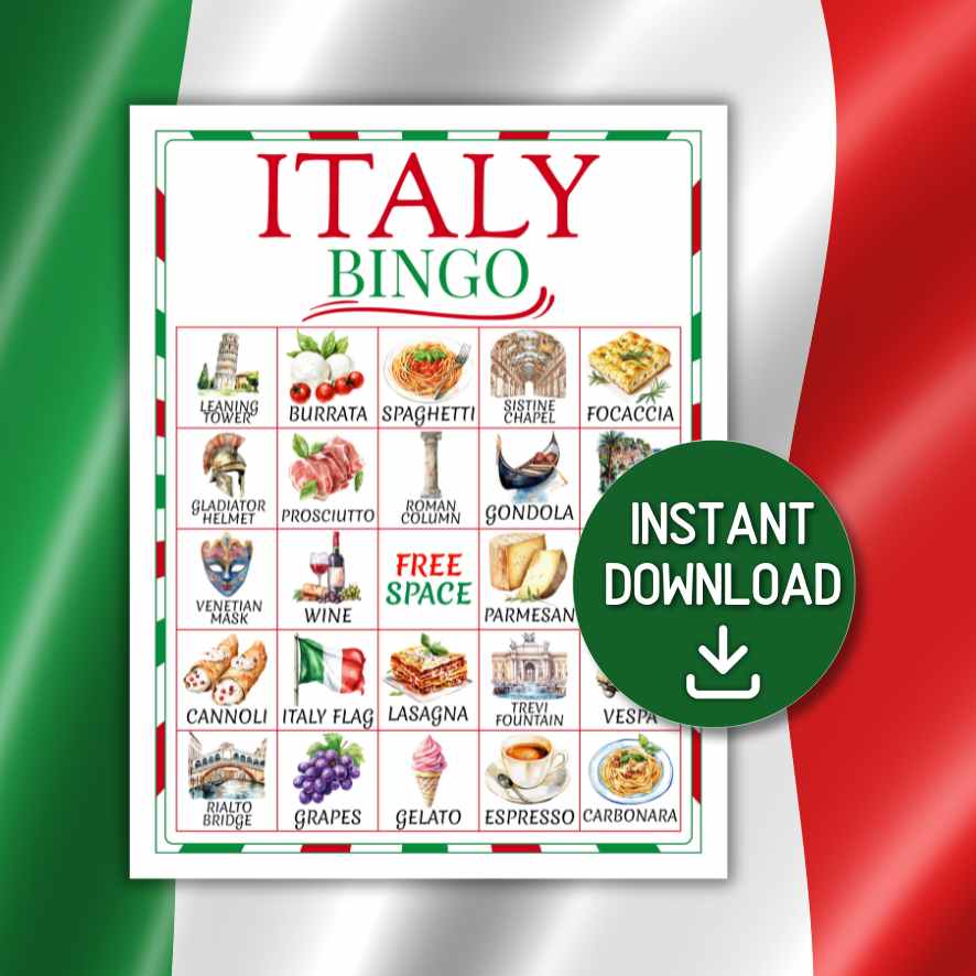 ITALY BINGO GAME PRINTABLE – The Game Room