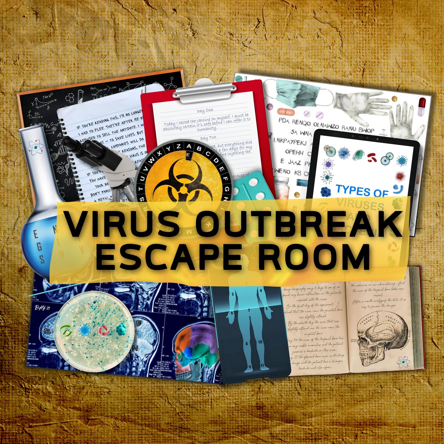 🖨️🎲🔐 Escape Room Kit - Escape Game at Home 🦠🔎🏠 – The Game Room