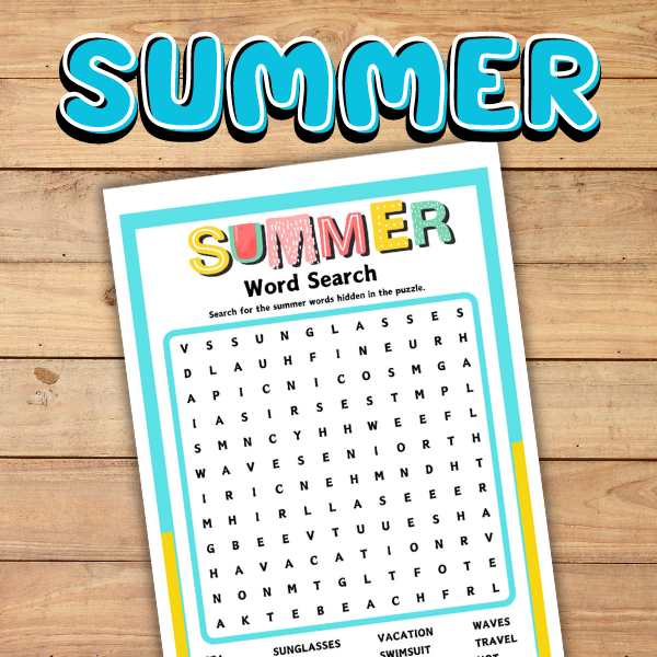 Free Summer Word Search Printable – Fun for Kids and Adults – The Game Room